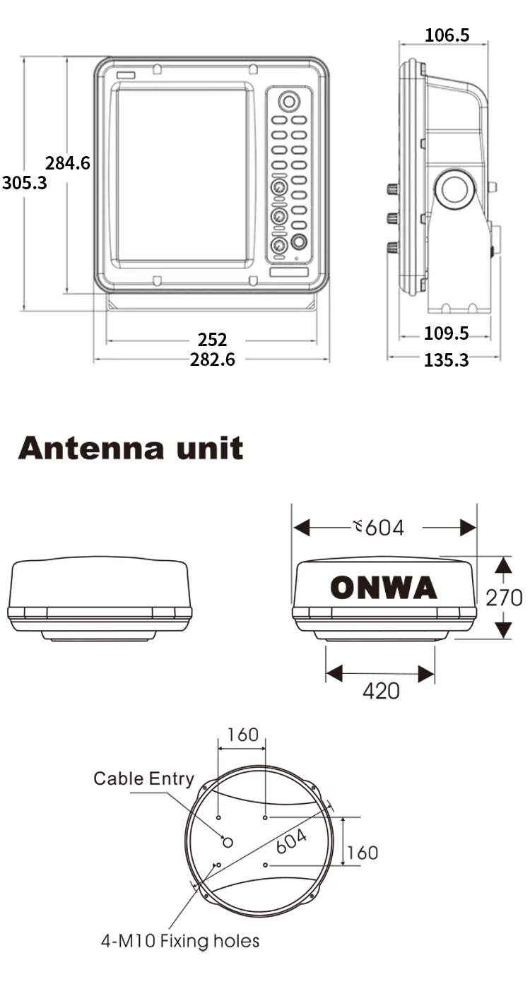 Onwa X-band 4kw 12.1-inch Marine Radar With Ais Arpa Display And Target ...