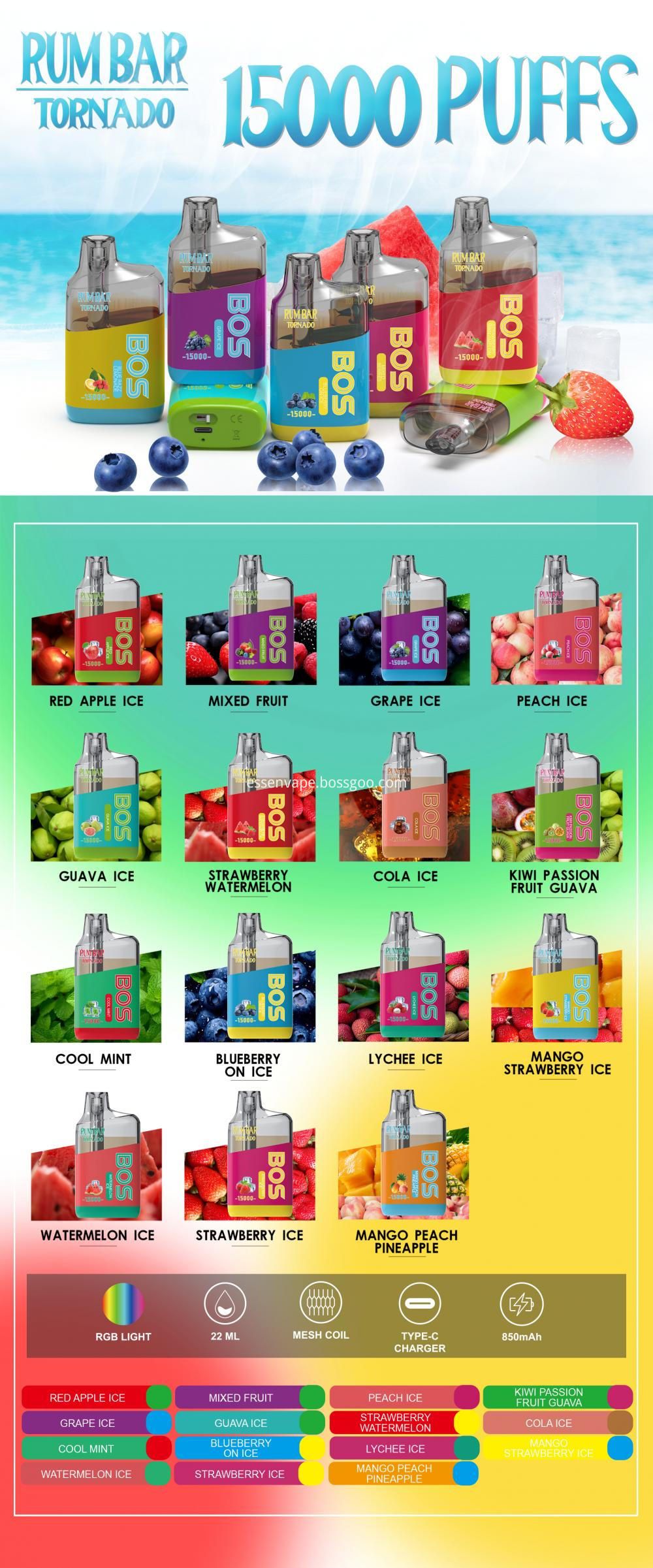 Rum Bar Tornado 15000 Puffs Disposerk Kit Wholesale คุณภาพสูง Rum Bar ...