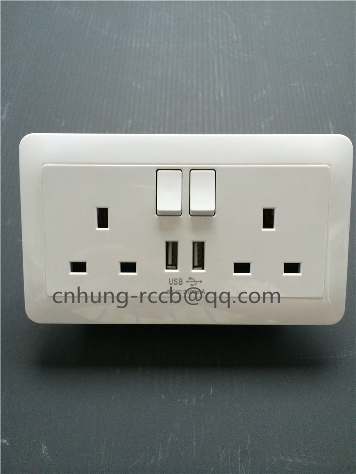 13a,2 Gang Sp Switched Bs Socket With Dual Usb, High Quality 13a,2 Gang ...