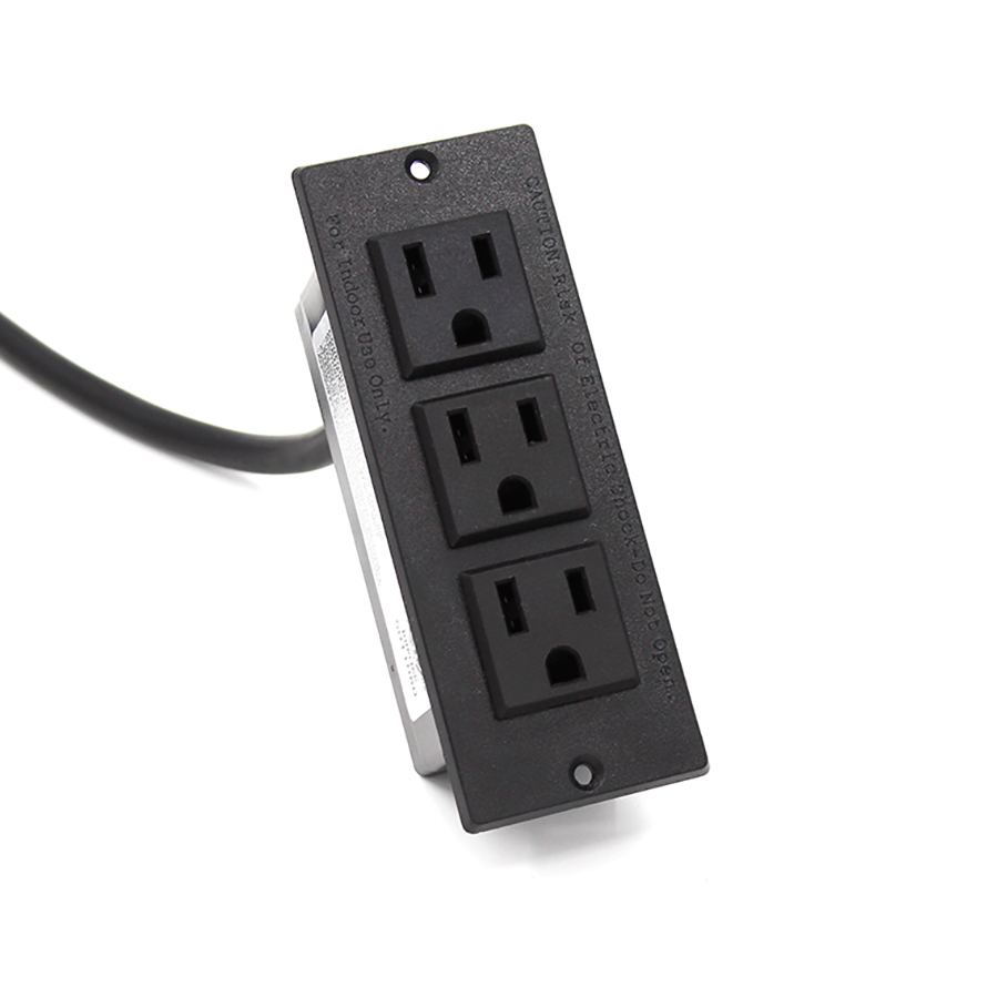 Black Recessed Electrical Outlet With 3 Sockets, High Quality Black ...