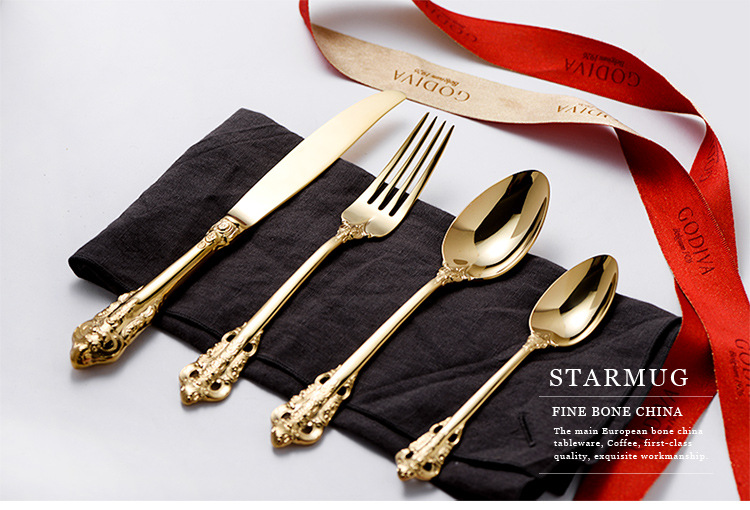 Royal Luxury Curved Handle Gold Flatware Sets, High Quality Royal ...
