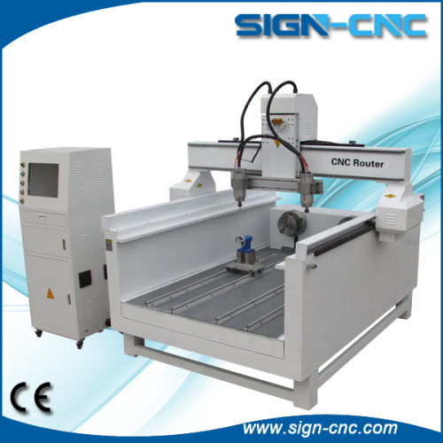 Two Spindle Cnc Router With Rotary Attachment Multi Functional For Flat ...