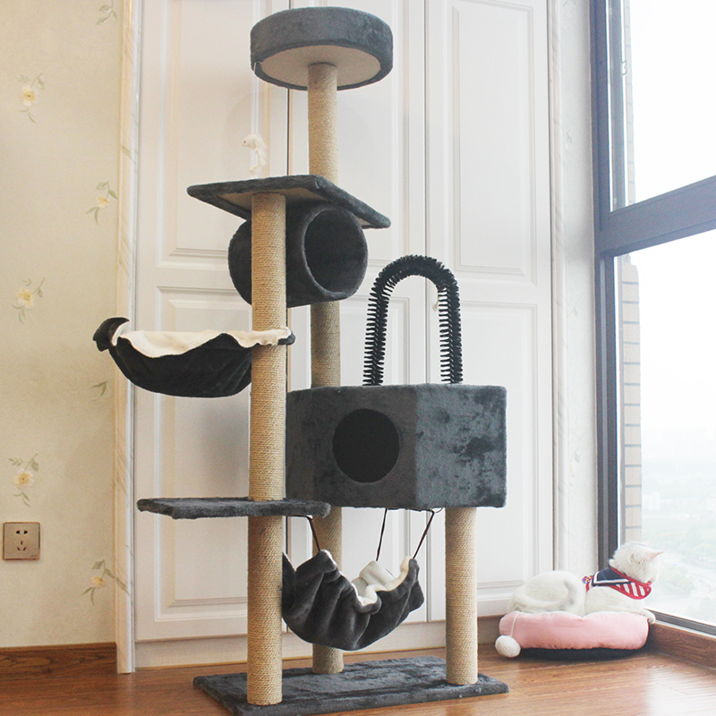 Multi-platform Cat Tree With Scratching Posts And Enclosure, High ...