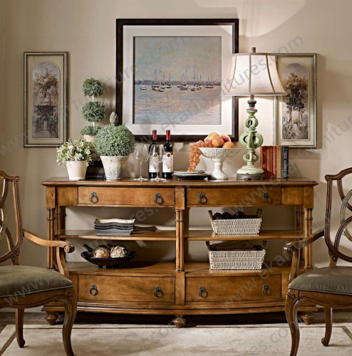 Solid Wood Living Room Furniture Half Moon Console Cabinet, High ...