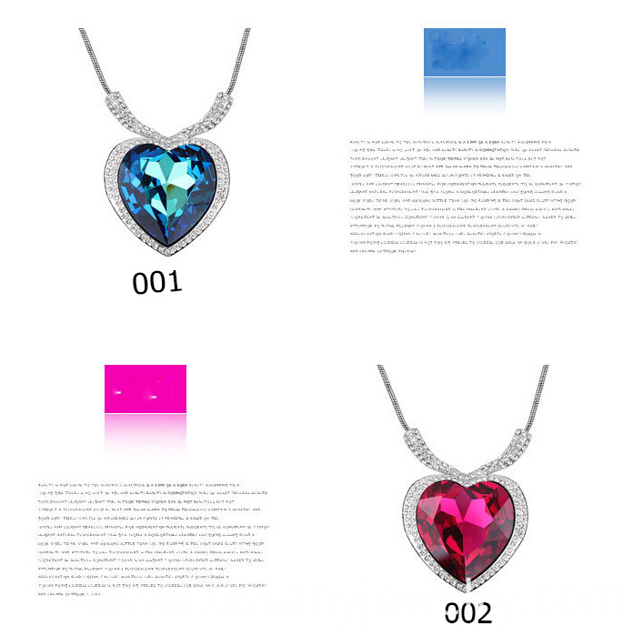 Heart of the ocean crystal heart love necklace pendant China Manufacturer