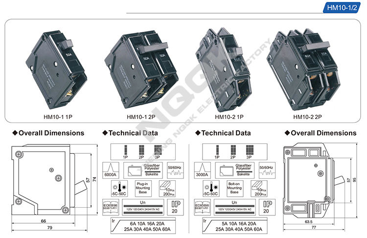 120v/240v 40a Black Mounting Base Miniature Circuit Breaker, High ...