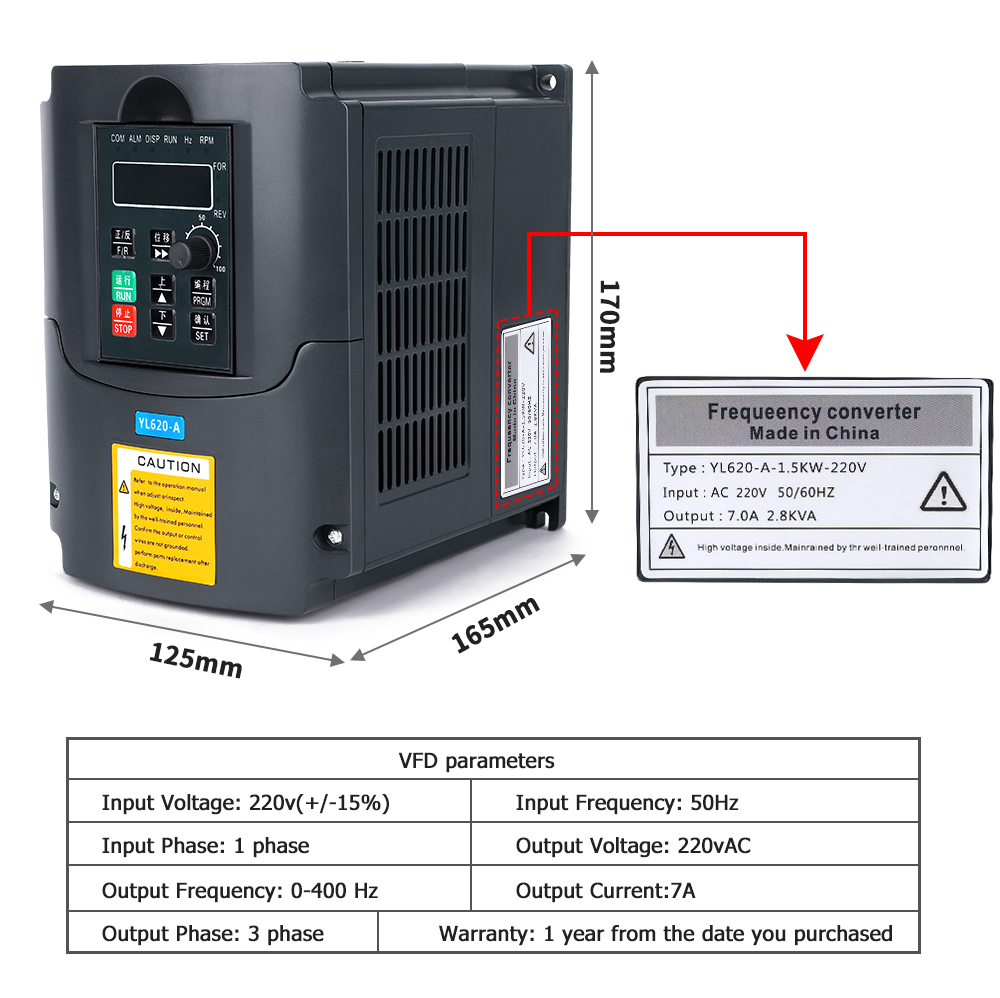 Square Spindle Motor 1.5 Kw Cnc Spindle Motor Air Cooled Kit 220v / 110 V Inverter Vfd Converter ...
