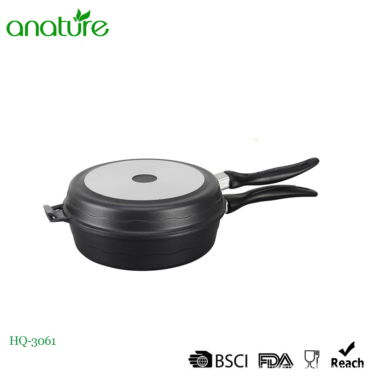 Die Cast Aluminum Round Induction Double Fry Pan, High Quality Die Cast ...