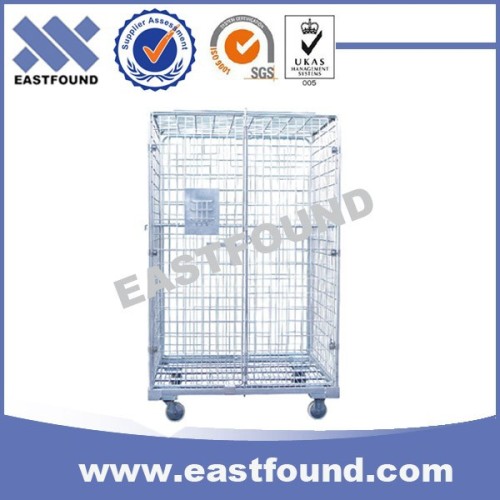 Warehouse Galvanized Wire Rolling Trolley,4 Wheels Steel Cage Cart ...