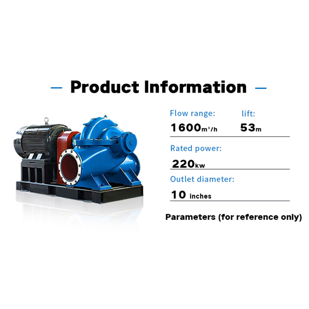 High Flow Horizontal Centrifugal Pump - 55kw Electric Double Suction ...