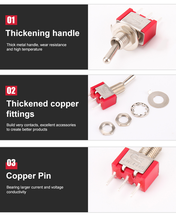 Red Mini Toggle Switch Cnleda Ts4-102c4 250vac 1.5a 5mm 3 Pins 2 ...
