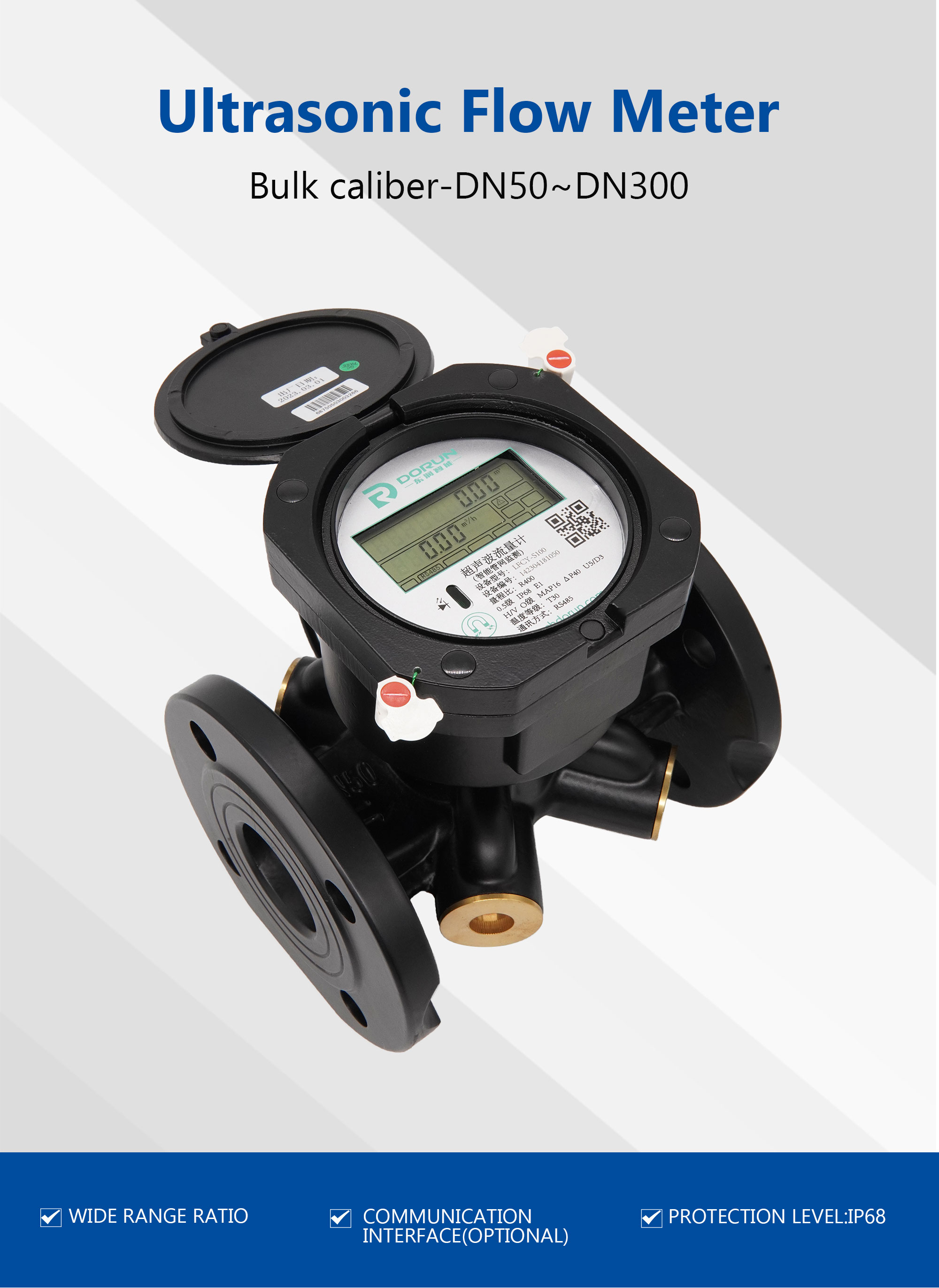 Lorawan Rs485 Ultrasonic Flow Meter Dn150 Double Channel, High Quality ...