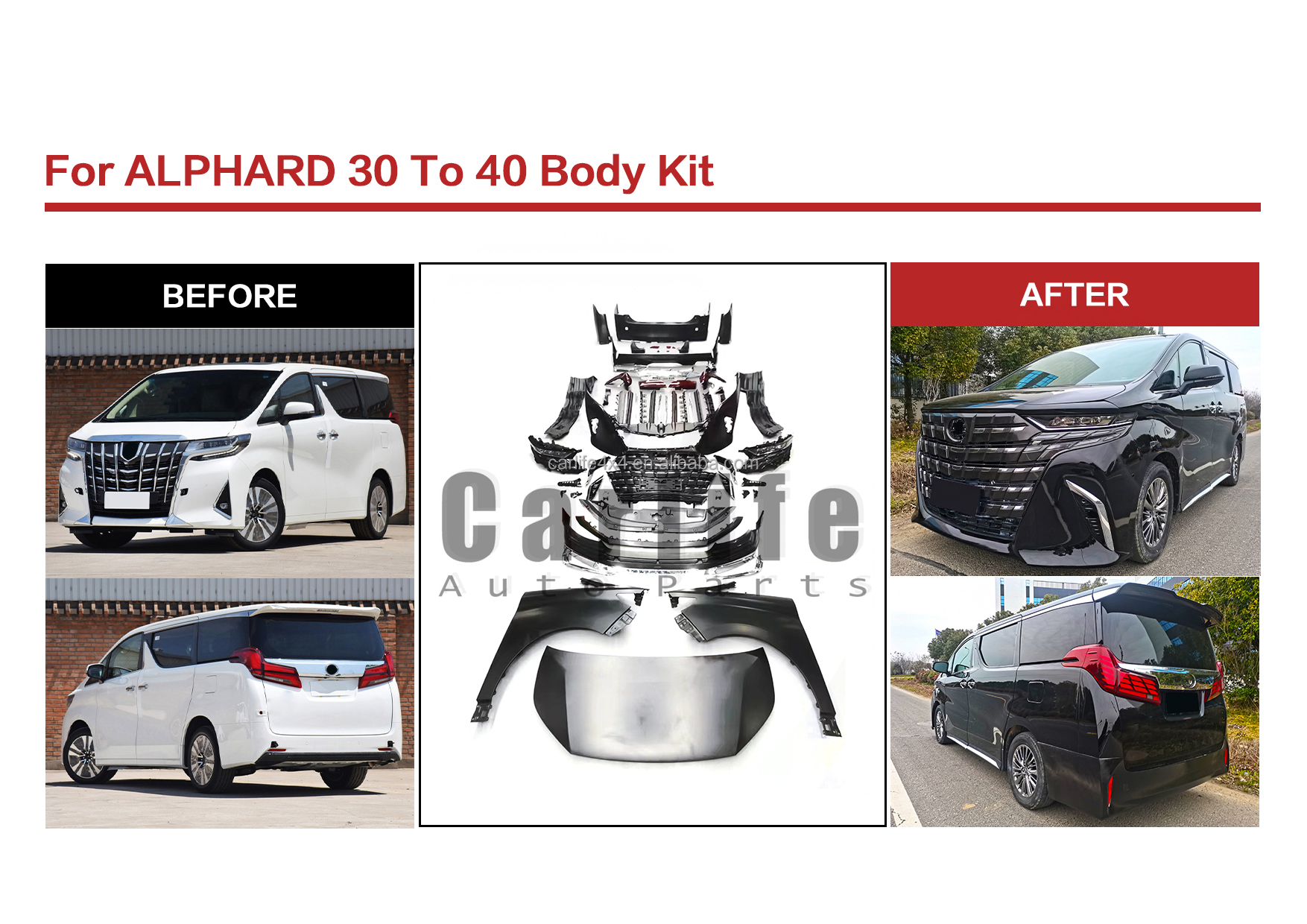 Toyota Alphard 30/35 시리즈 2015-2022 용 자동 자동차 범퍼 - Modellista Kit와 40 시리즈 ...