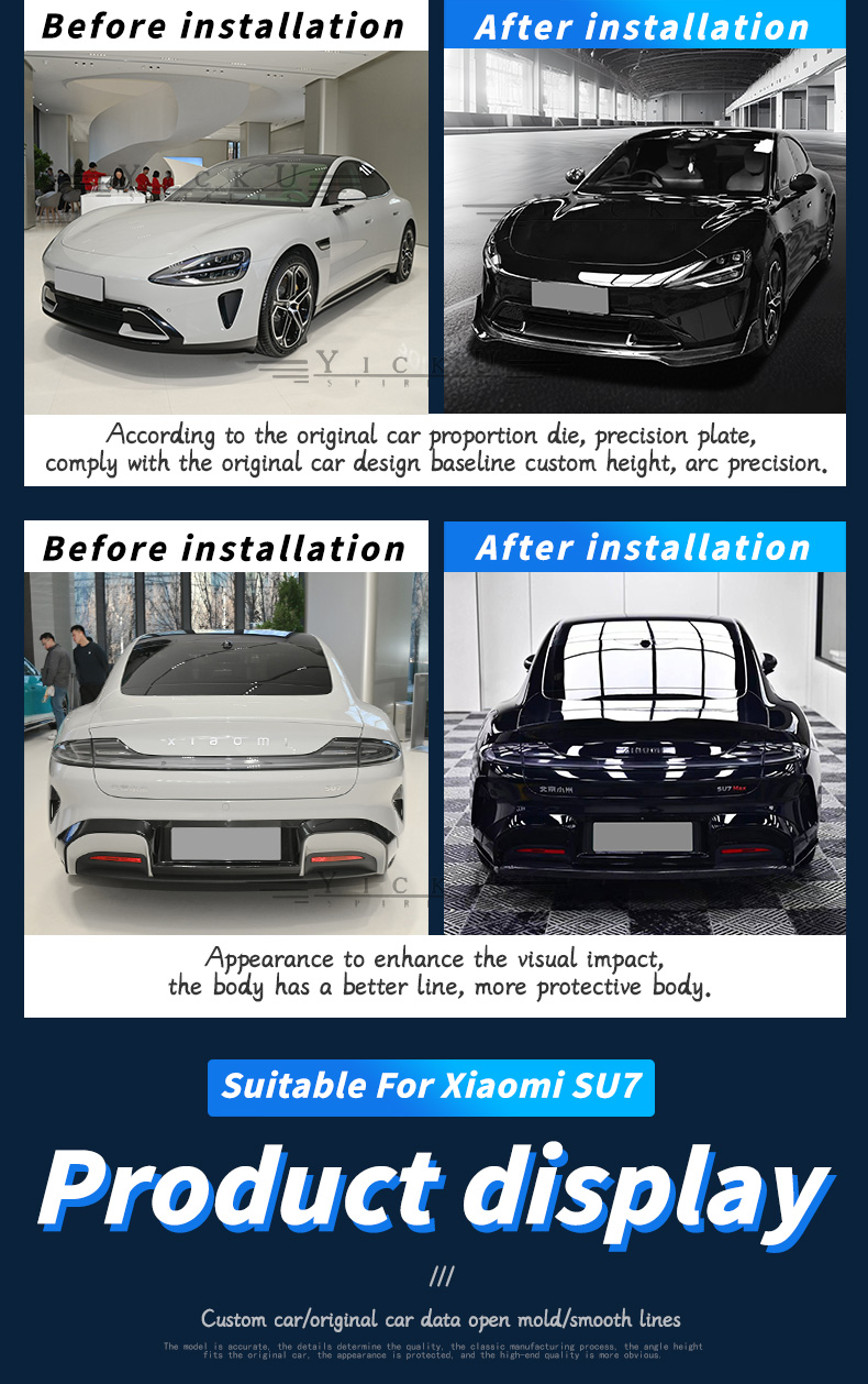 Xiaomi Su7 Carbon Fiber Body Kit: Front Shovel, Rear Lip, Side Skirt ...