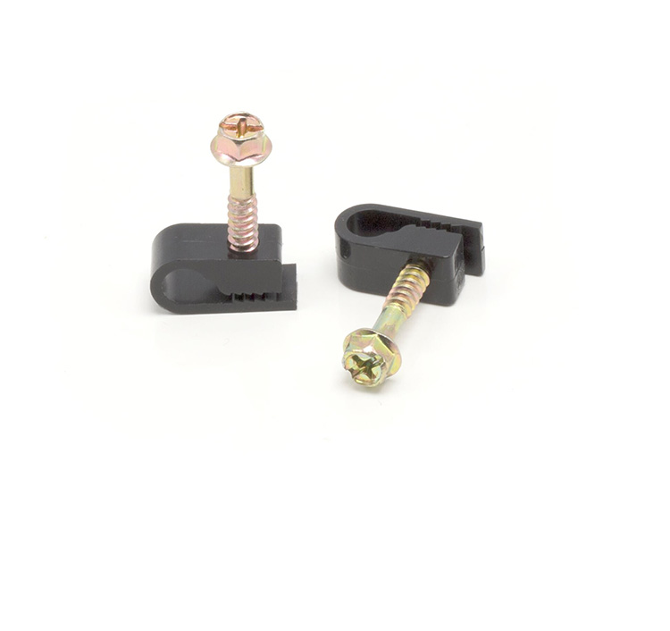Black Coaxial Cable Clips With Stainless Steel Screws - 6mm Cable ...