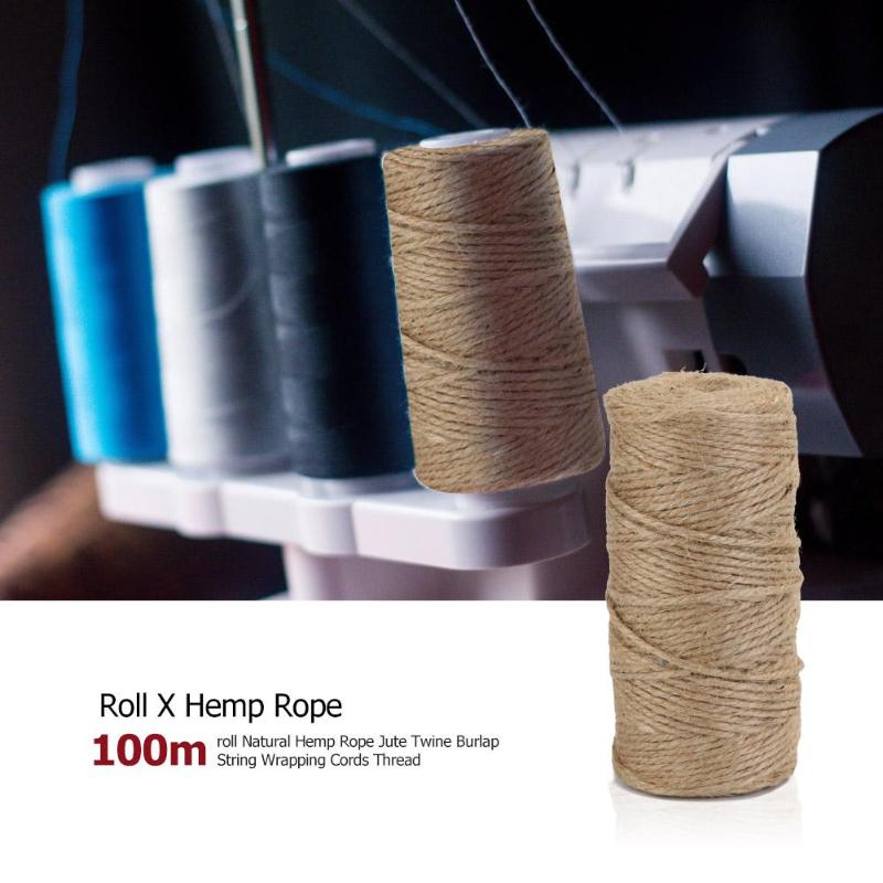 100m/roll Natural Hemp Rope Jute Twine Burlap String Wrapping Cords ...