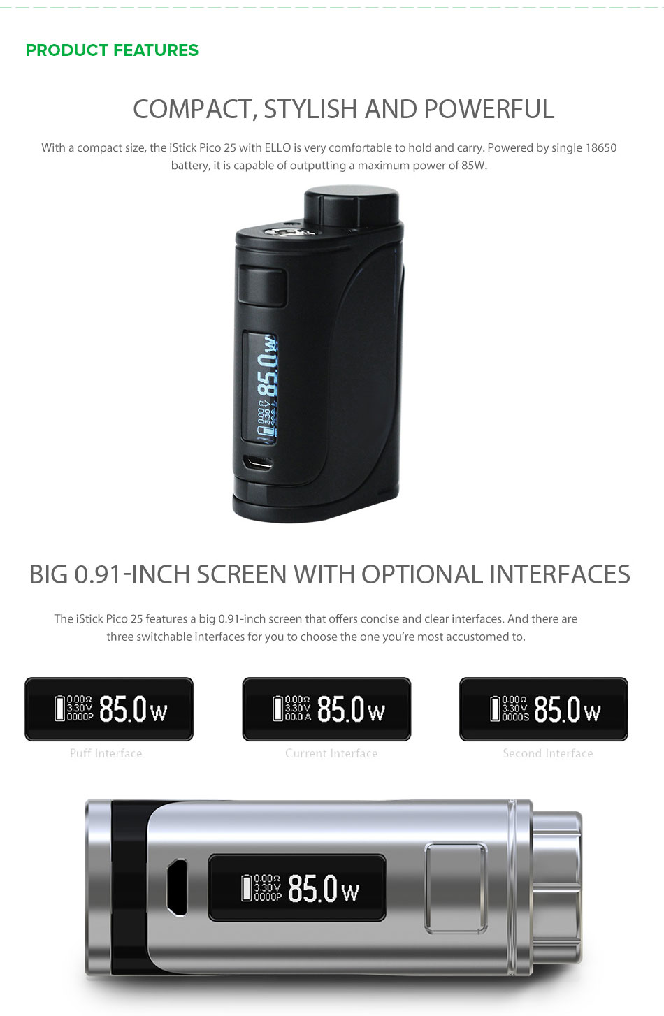 85w Eleaf Istick 피코 25 Vape Kit, Bossgoo.com의 고품질 85w Eleaf Istick 피코 ...