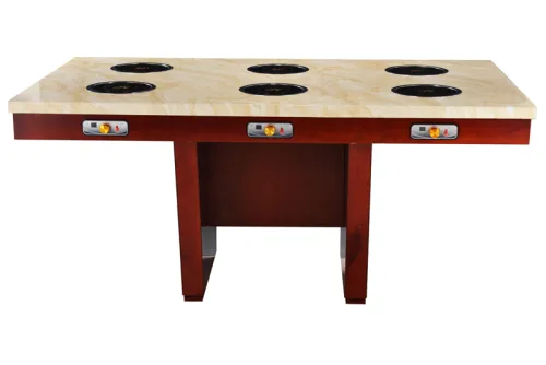 Commercial Electric Hot Pot Table , 2-6 Peoples Wood Hotels Table ...