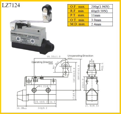 10a 250vac Micro Switch Limit Switch Z-7124, High Quality 10a 250vac ...