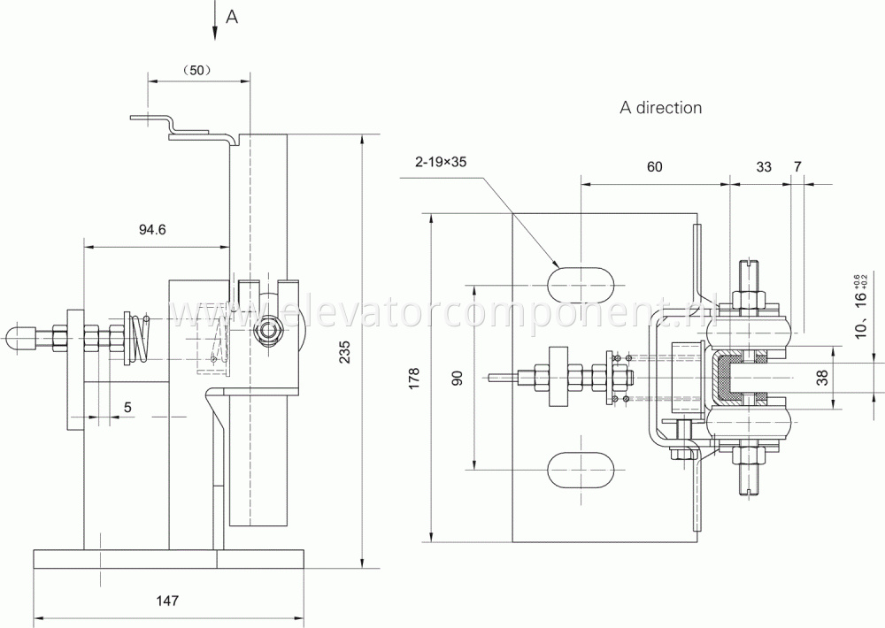 Thyssen Elevator Sliding Guide Shoe ≤2.5m/s