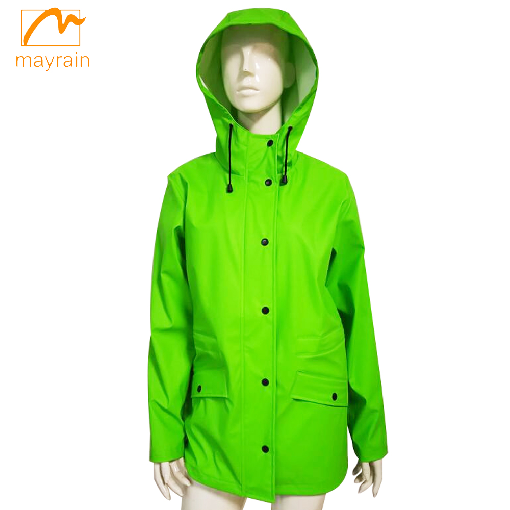 Green Ladies Pu Jacket Pu Raincoat, High Quality Green Ladies Pu Jacket ...