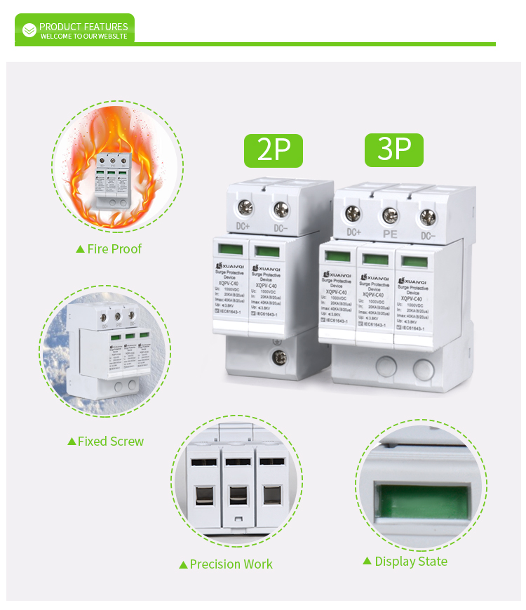 Solar Pv Spd 2p 1000v Dc Surge Protective Device For Photovoltaic ...