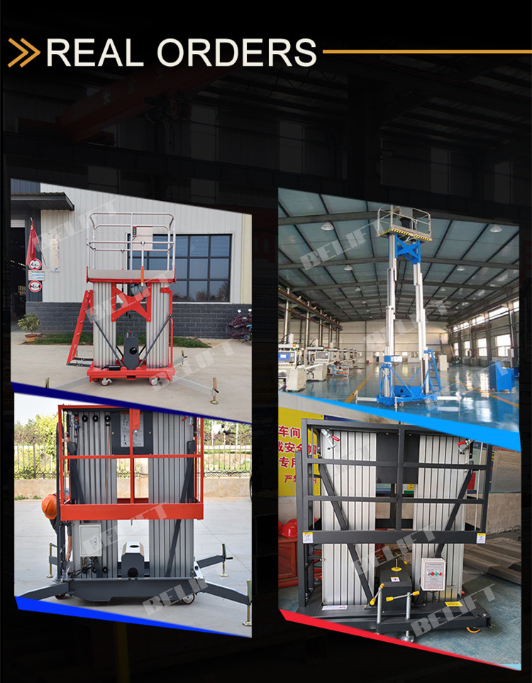Aluminum Work Platform 12m Two Man Aerial Lift For Building Maintenance ...