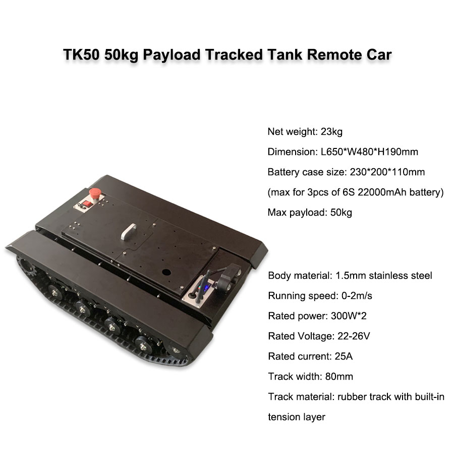 Tk50 50 กิโลกรัมเพย์โหลดสมาร์ท Rc หุ่นยนต์ติดตามรถถัง คุณภาพสูง Tk50 50 ...