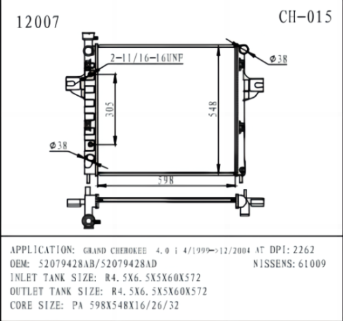 Grand Cherokee의 라디에이터 4.0 I Oem52079428ab, Bossgoo.com의 고품질 Grand ...