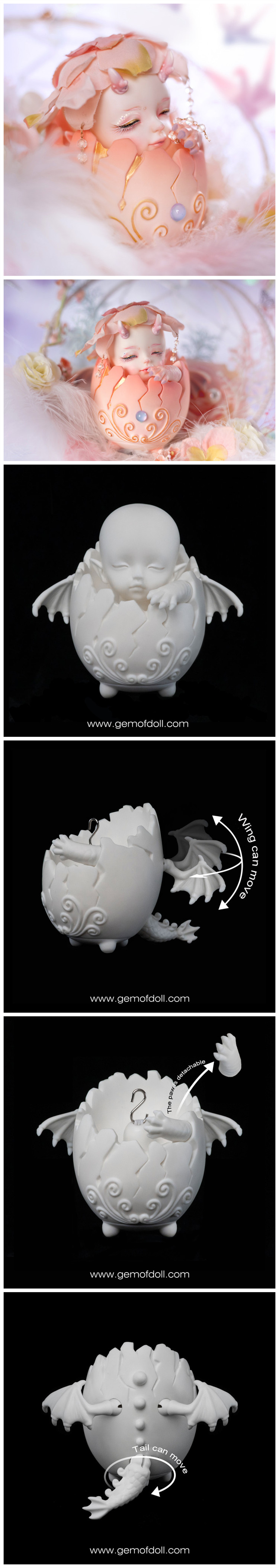 Bjd Dragon Egg Satina 1/8 ตุ๊กตาข้อต่อลูก 11 ซม คุณภาพสูง Bjd Dragon ...