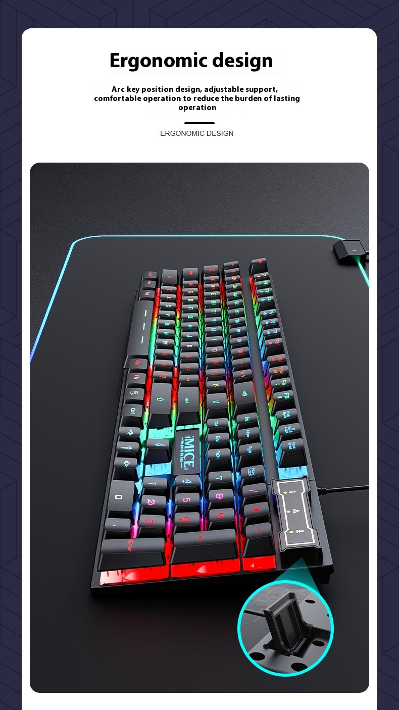 Imice Ak 600 104-key Usb Wired Mechanical Keyboard With Cool Lighting ...