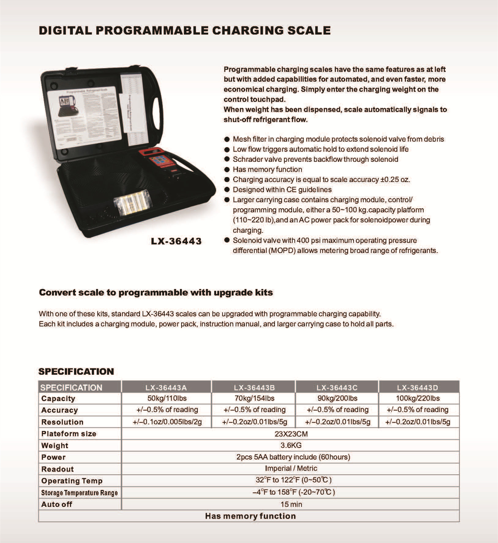 Digital refrigerant charging scale