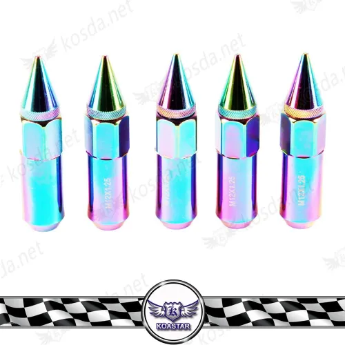 90mm Neo Chrome Spike Racing Wheel Nuts ,colored Lug Nuts For ...