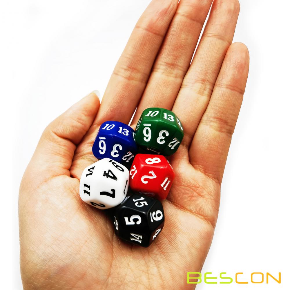 Bescon 16 Sides Dice in Assorted Solid Colors, D16 Game Dice 5pcs Set ...
