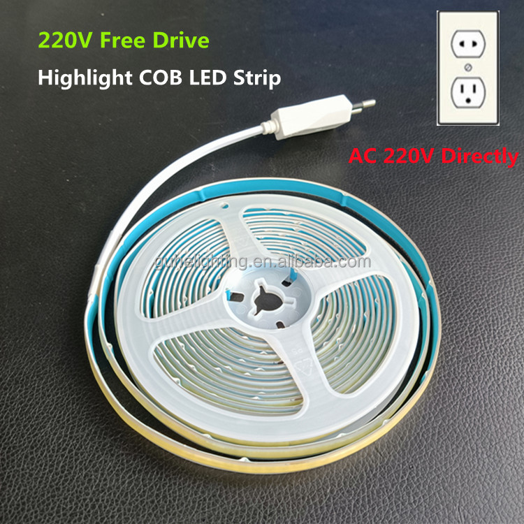 220v White Led Strip Light, 5m Roll With 2m Wire And Eu Plug, High ...