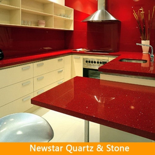 Surface Polished Red Quartz Kitchen Countertop, High Quality Surface ...