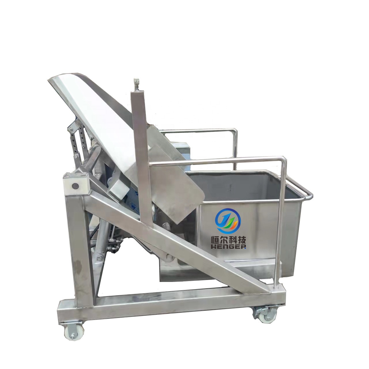 Electric Meat Bin Lifter Trolley - 304 Stainless Steel Hopper Elevator ...