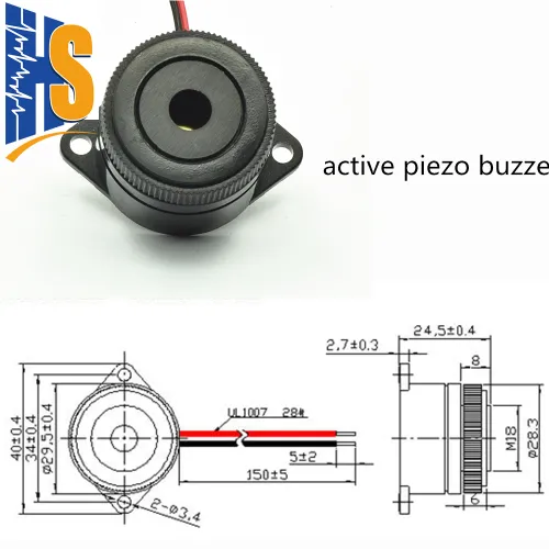 30mm 100db 24v Piezo Buzzer With Wire For Buzzer Alarm, High Quality ...