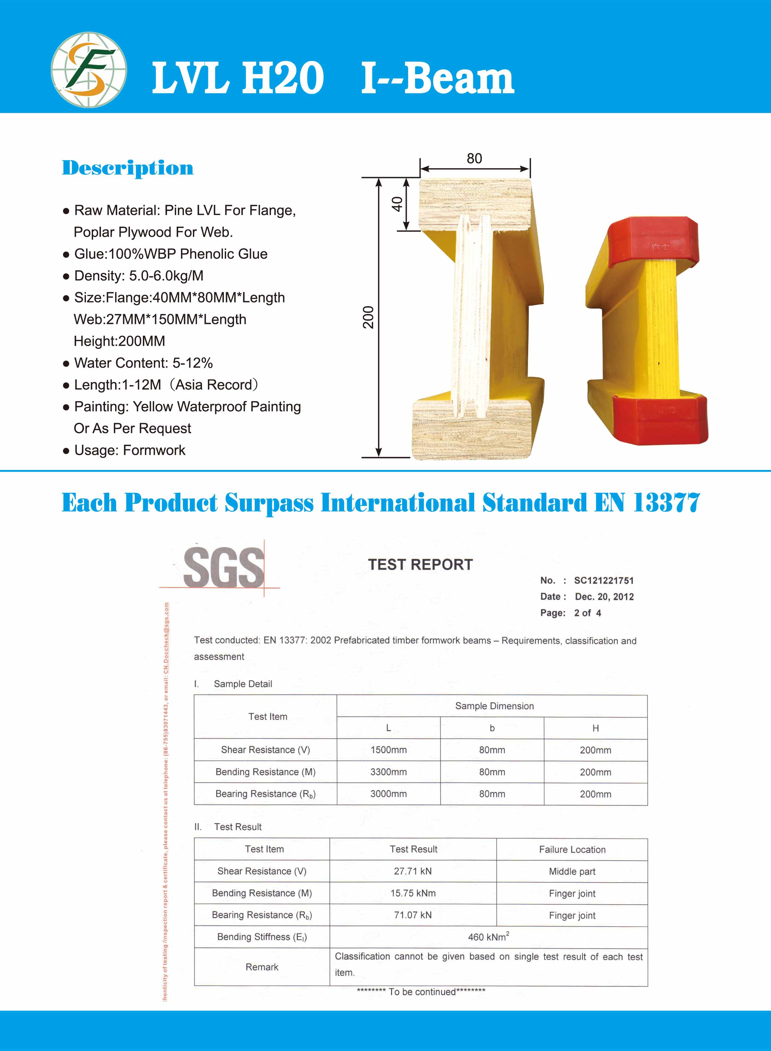 Yellow Waterproof H20 Timber Beams, High Quality Yellow Waterproof H20 ...