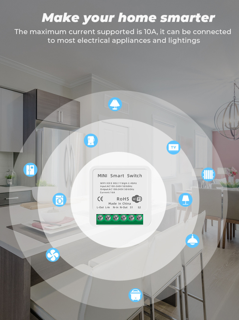 Mini Smart Wifi Relay Switch Diy Timer Light Switch Module Smart Life ...