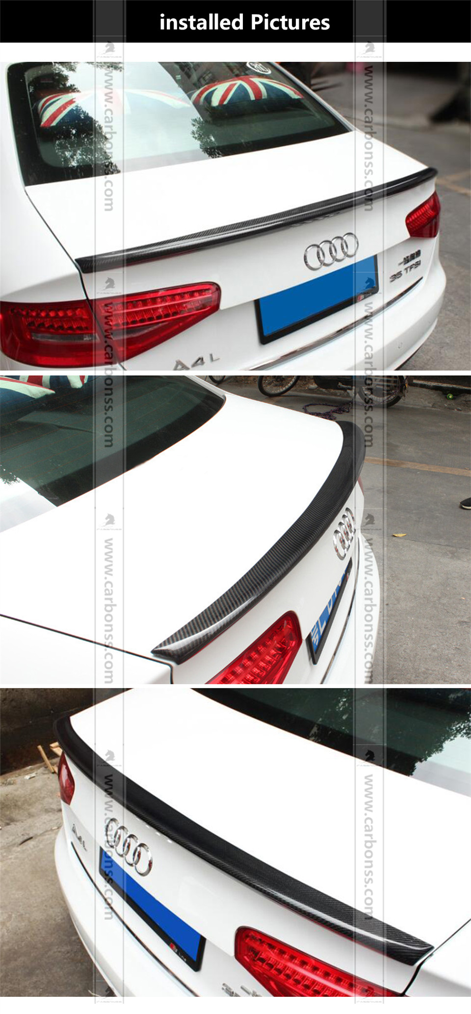 Car Rear Wing Spoiler Lip Carbon Fiber Spoilers S4 Type For Audi A4 B8 ...