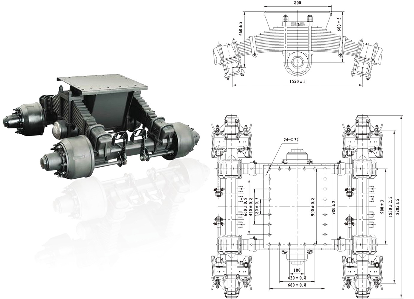 24t Tandem Axle Trailer Bogie Suspension For Semi Trailers, High ...