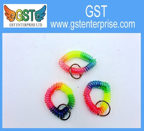 Rainbow Transparent Color Coil Wrist Key Chain, High Quality Rainbow ...