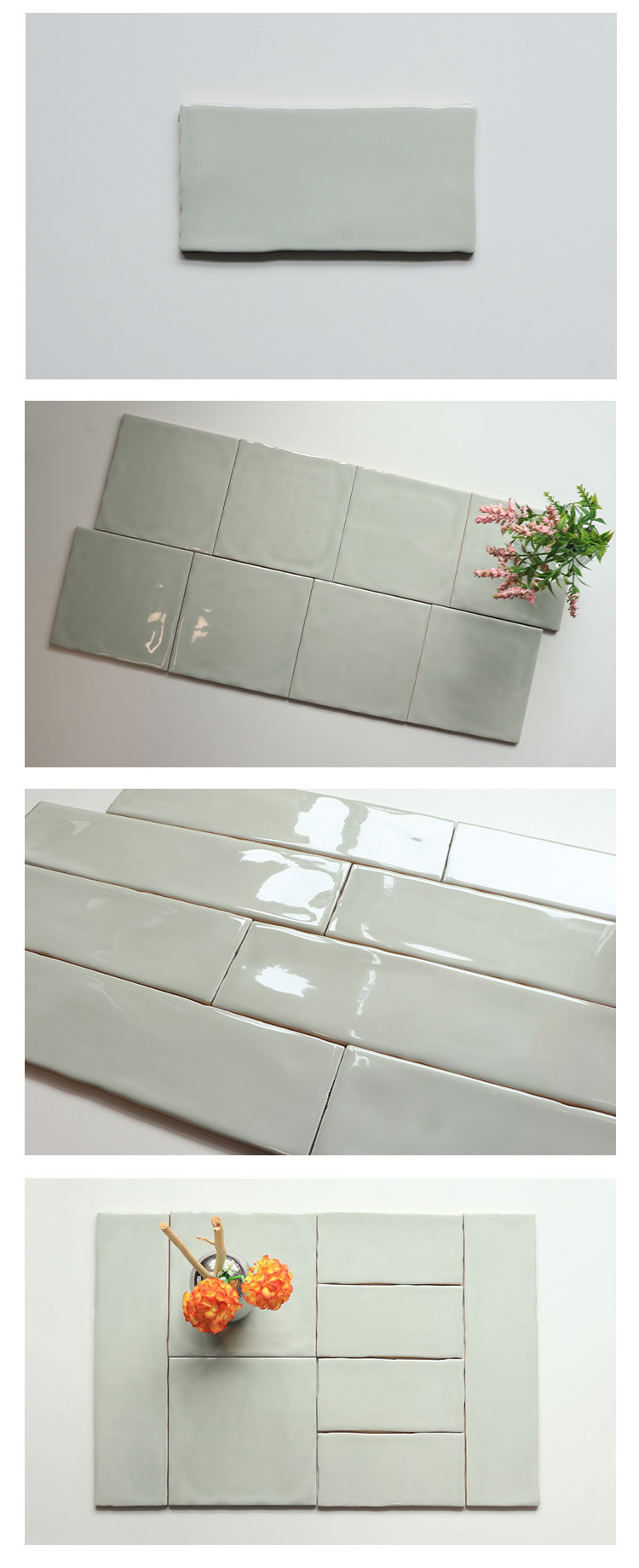 Cement Green Wave Edge Ceramic Wall Tile, High Quality Cement Green ...