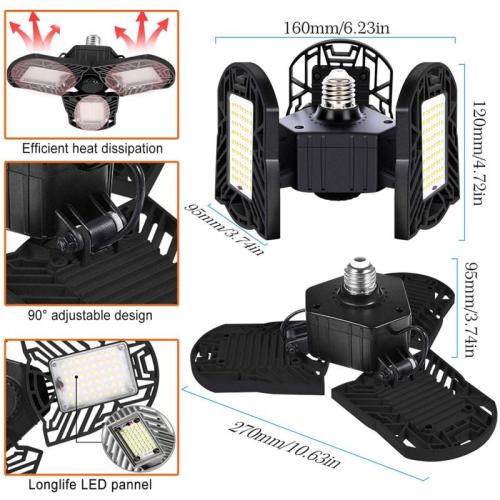 Pir Radar 144 Led High Bay Ceiling Lights E26 60/80w Deformable Garage ...