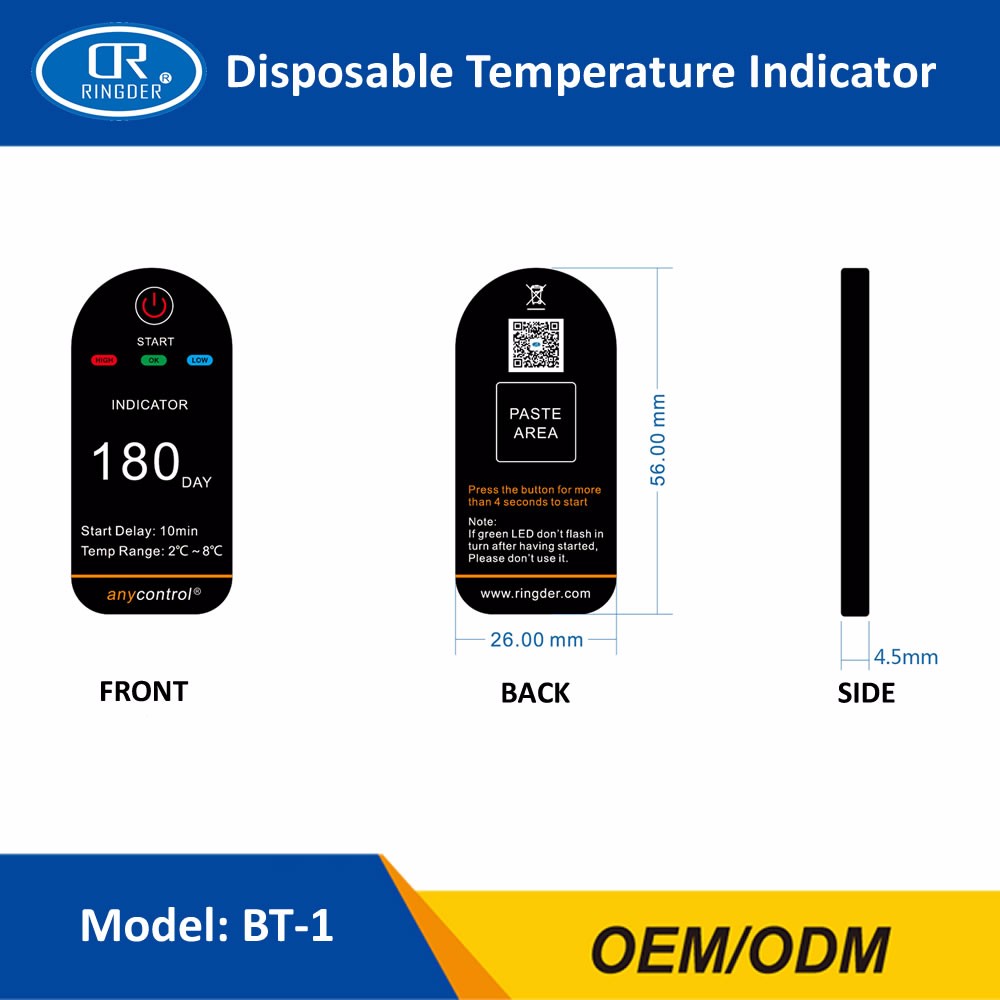 Ringder Bt-1 Disposable Temperature Indicator For Blood And Vaccine ...