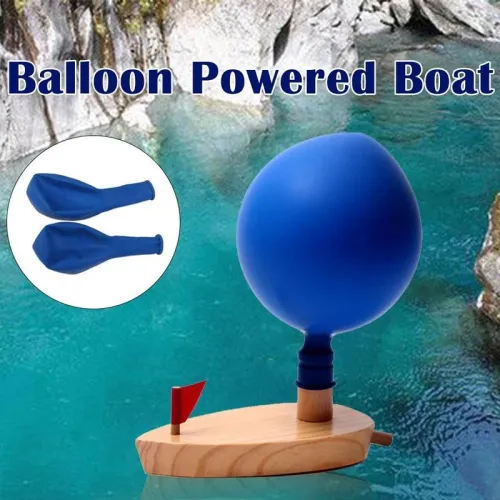 Children Wooden Balloon Powered Boat Science Experiment Educational Toy ...
