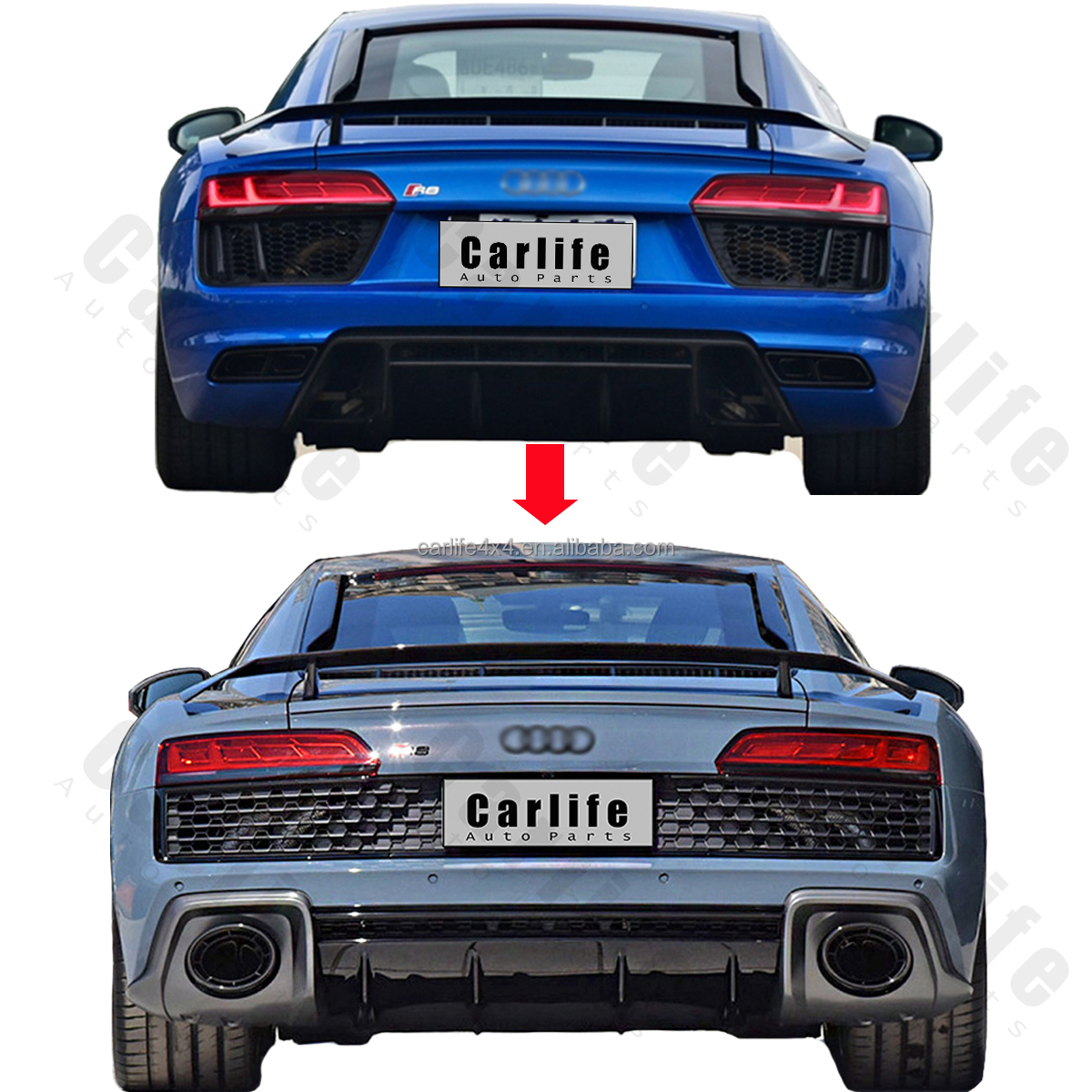 2016-2018 Audi R8 Body Kit Conversion To 2021 Style - Front And Rear ...