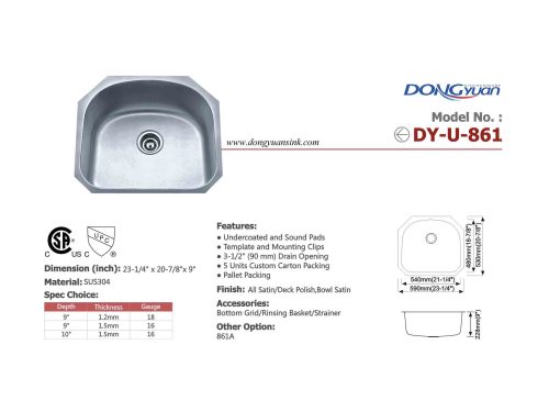D Shape Single Bowl Undermount Kitchen Sinks คุณภาพสูง D Shape Single ...