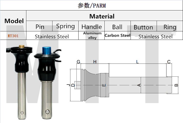 Ball Lock Pins - Quick Release Self-locking Safety Fasteners Diameter 5 ...